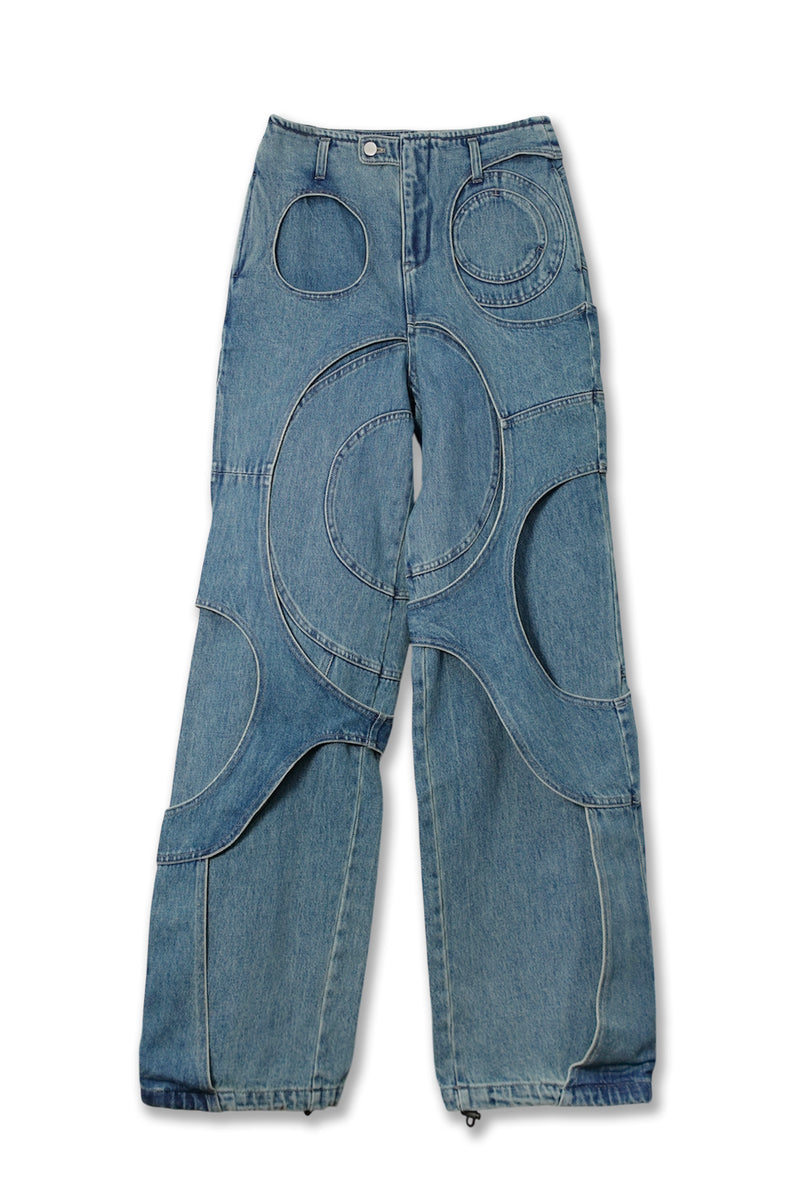Circle cut-out denim pants -blue- – Cycle by myob