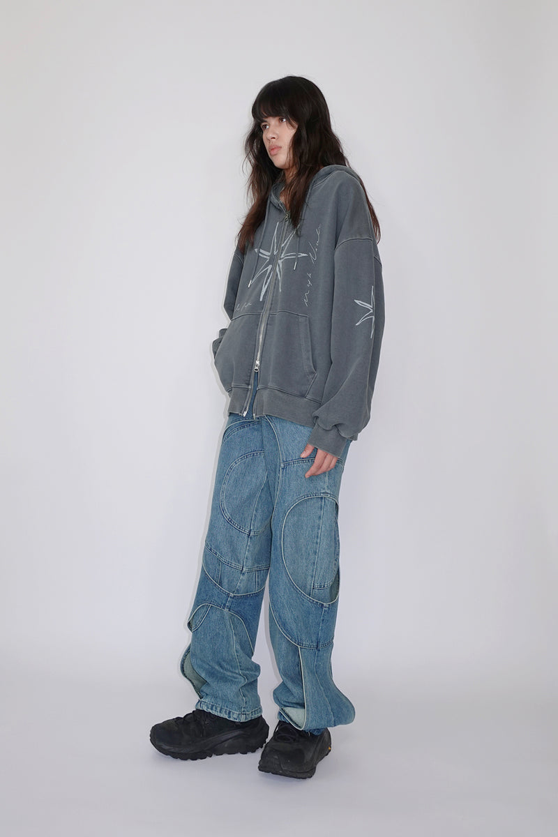 Circle cut-out denim pants -blue- – Cycle by myob